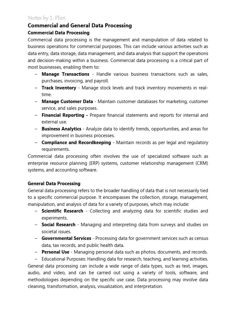 Commercial and General Data Processing | PDF