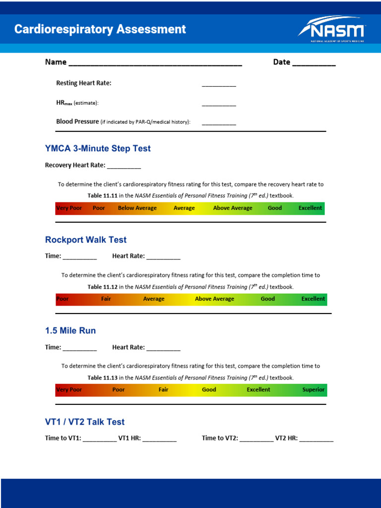CPT7 Cardio Assessment Template | PDF