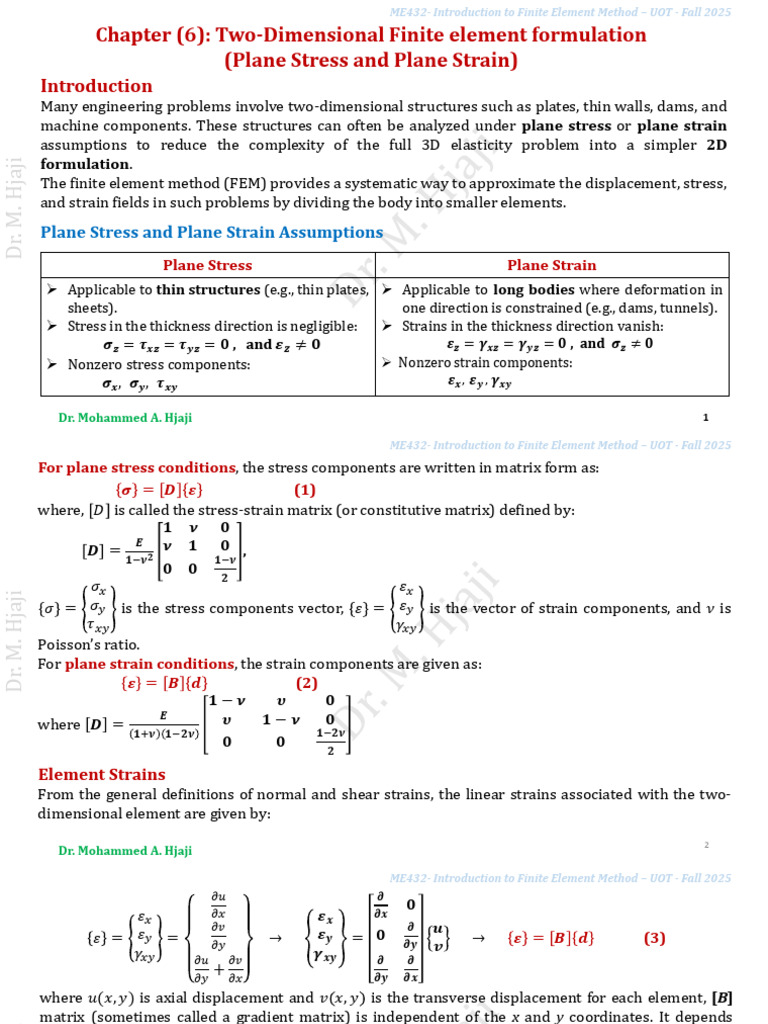 2D Finite Element Method Formulation | PDF | Stress (Mechanics ...