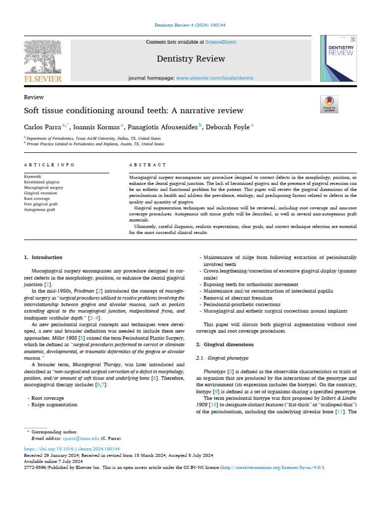 Soft Tissue Conditioning in Dentistry | PDF | Periodontology ...