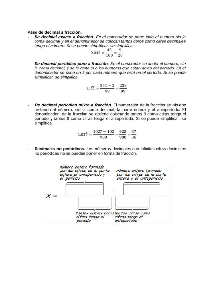Paso de Decimal a Fracción_2 ESO | PDF
