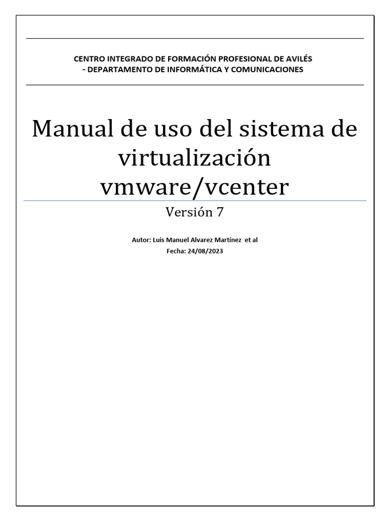 Manual de Uso Del Sistema de Virtualización VMware Vcenter | PDF | V ...