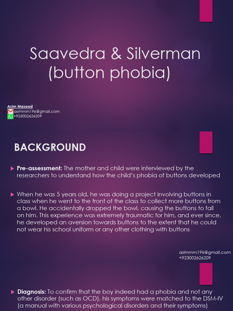 Button Phobia: Case Study & Treatment | PDF | Phobia | Fear