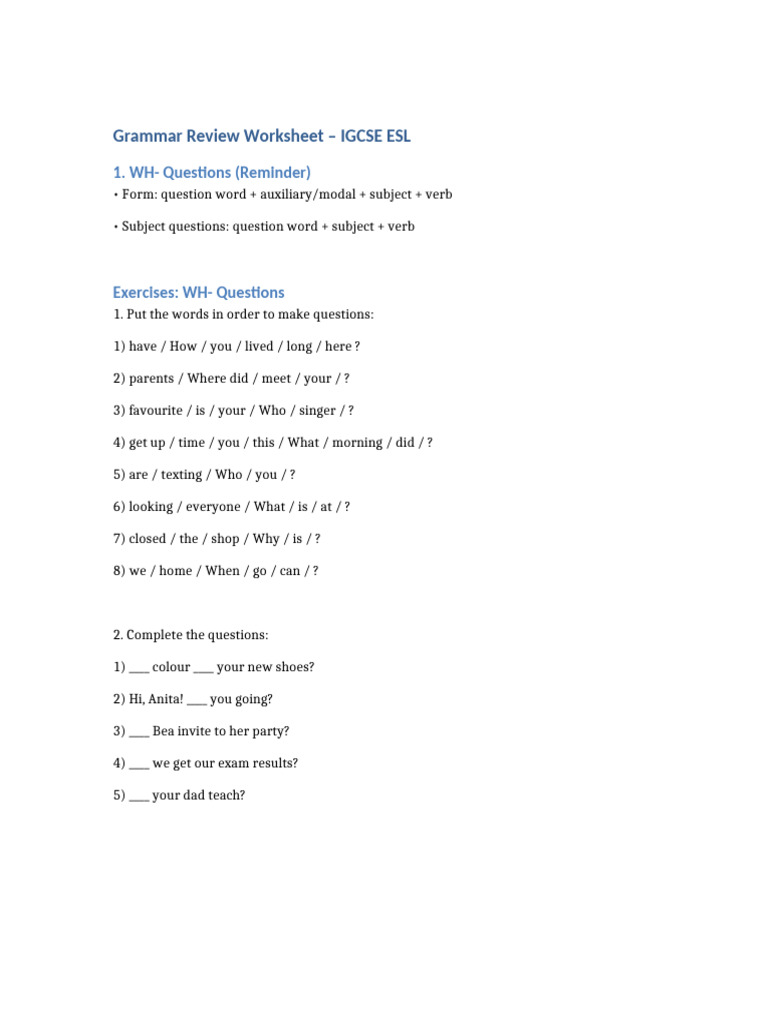 Grade 9 - Revision - W4 | PDF | Verb | Languages