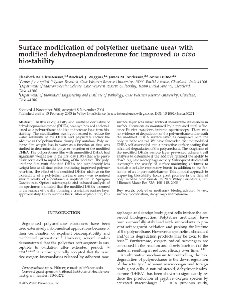 Surface Modification of Poly (Ether Urethane Urea) With Modified ...