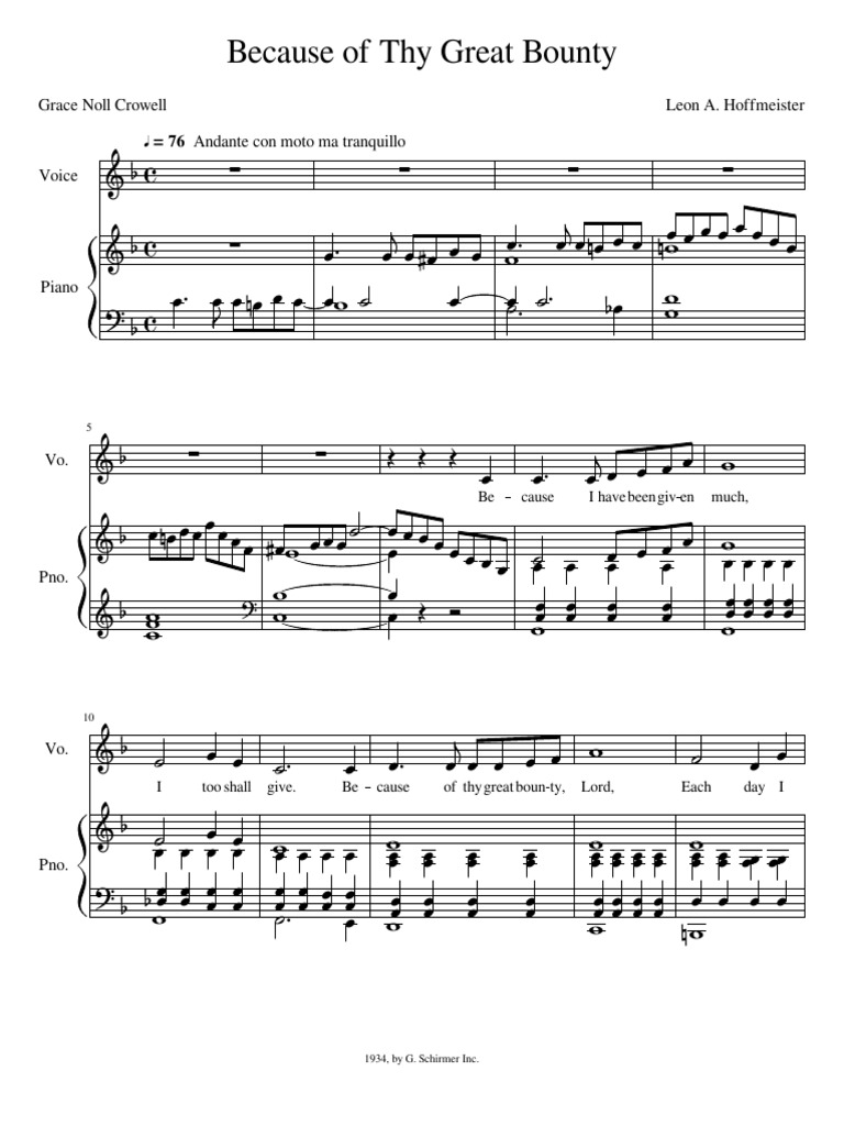 Because of Thy Great Bounty-Score - and - Parts | PDF