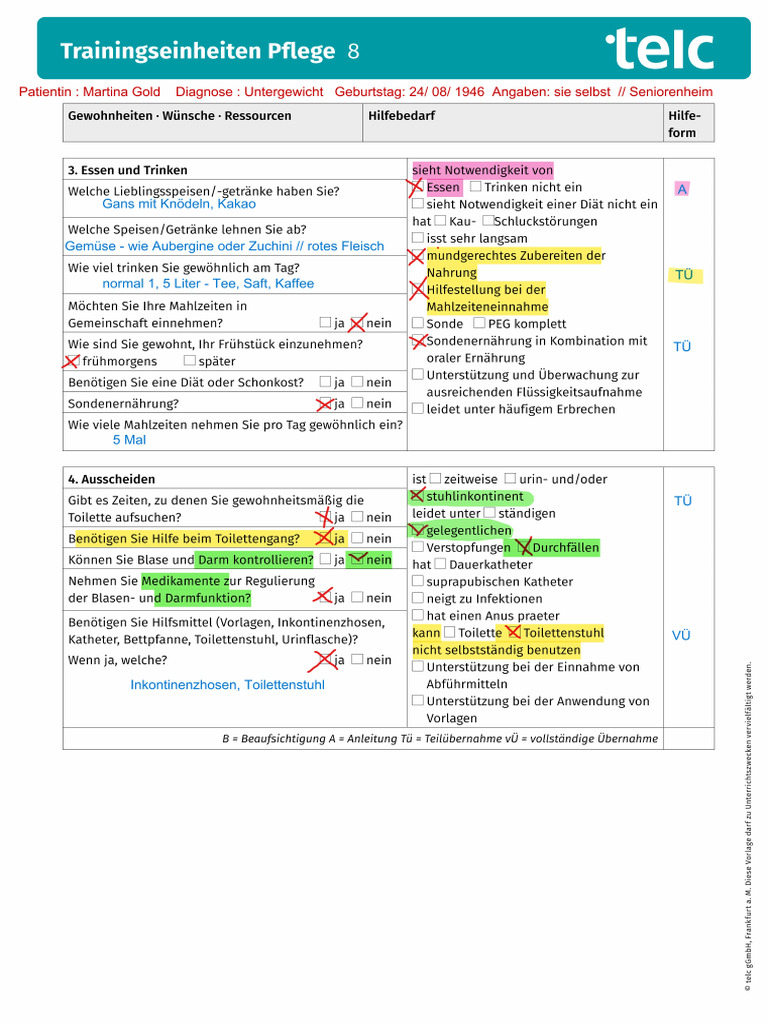 Telc Schreiben Aufgabe 2 Essen + Ausscheidungen | PDF