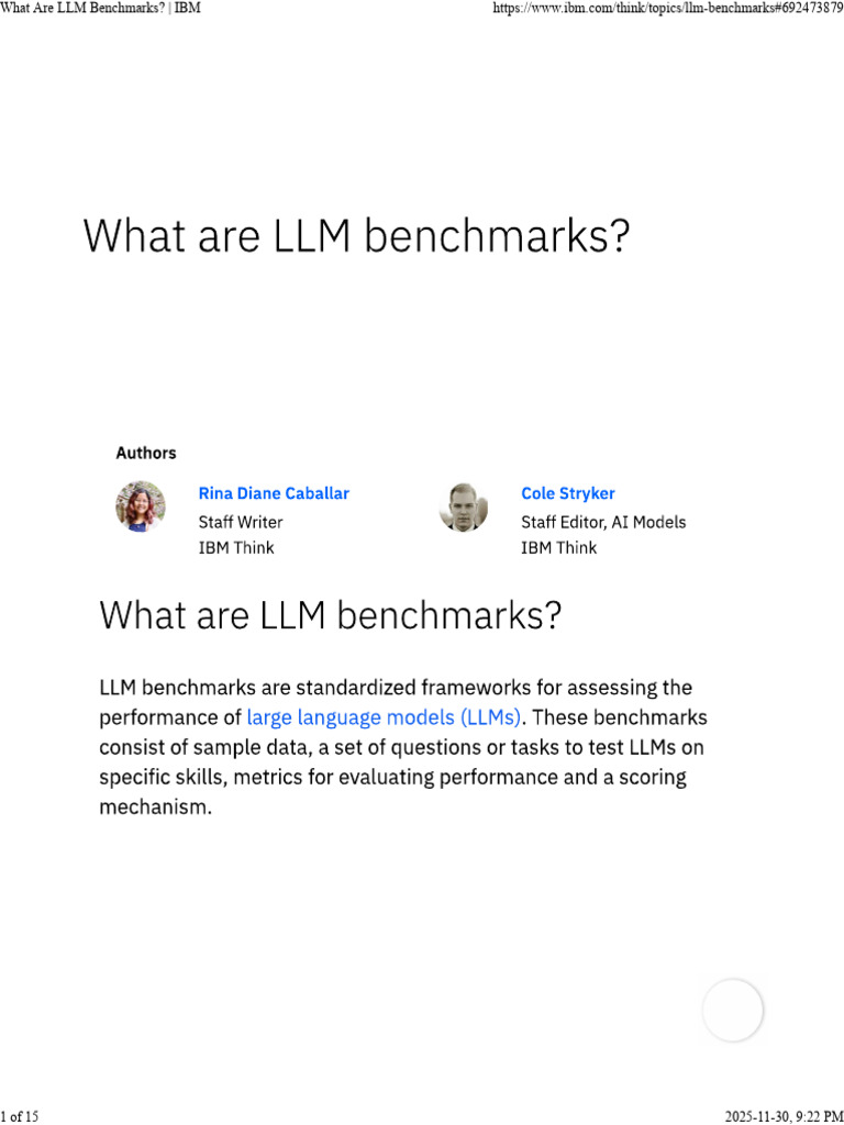 What Are LLM Benchmarks IBM | PDF