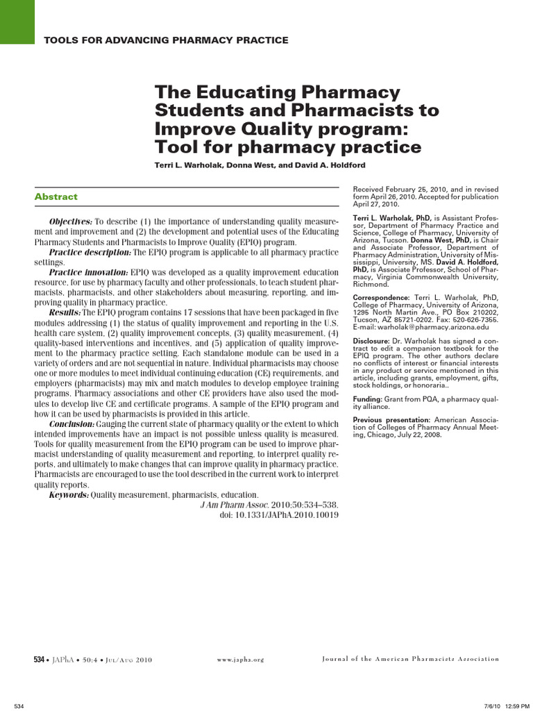 The Educating Pharmacy Students and Pharmacists | PDF | Pharmacy ...