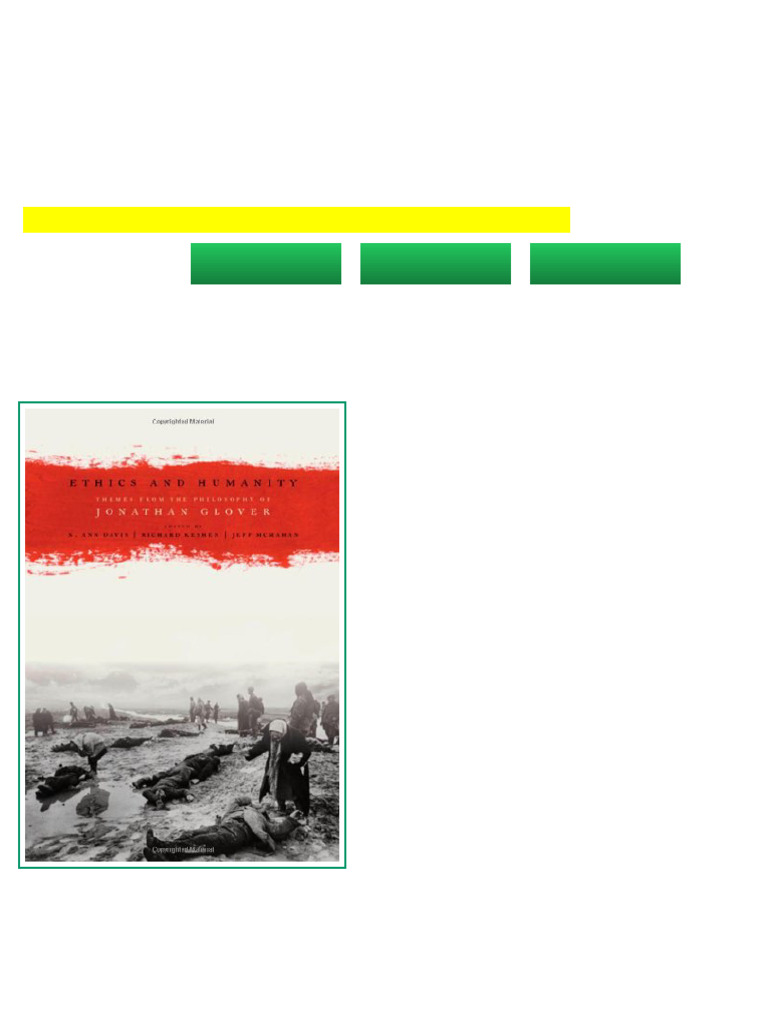 Ethics and Humanity Themes From The Philosophy of Jonathan Glover First ...