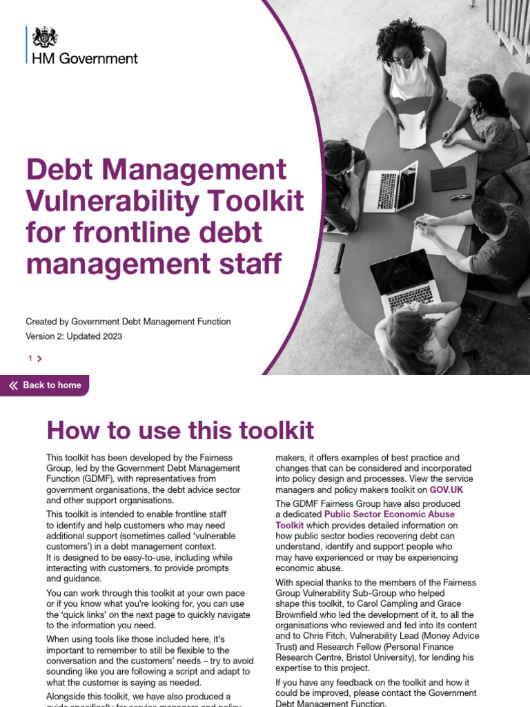Debt Management Vulnerability Toolkit For Frontline Debt Management ...