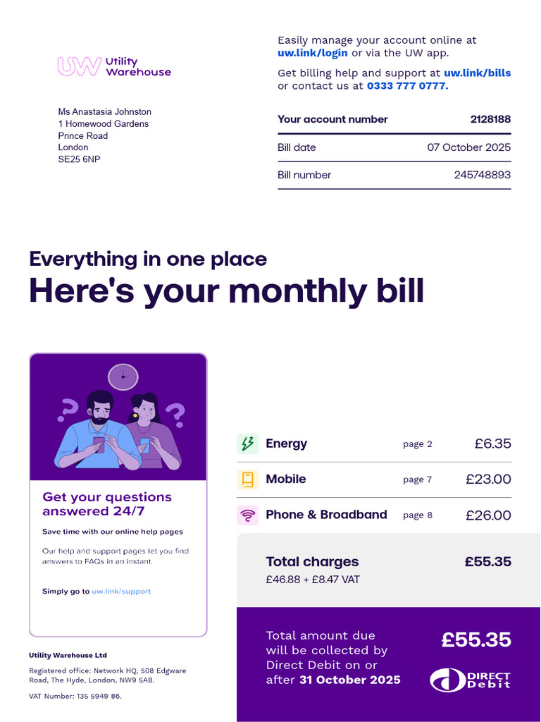 Utility Bill Summary for October 2025 | PDF | Electric Power | Power ...