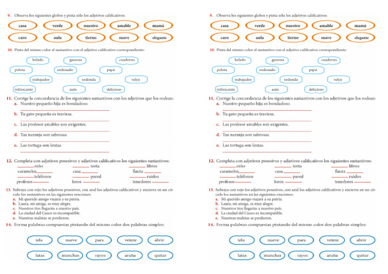 Practica de Adjetivos | PDF