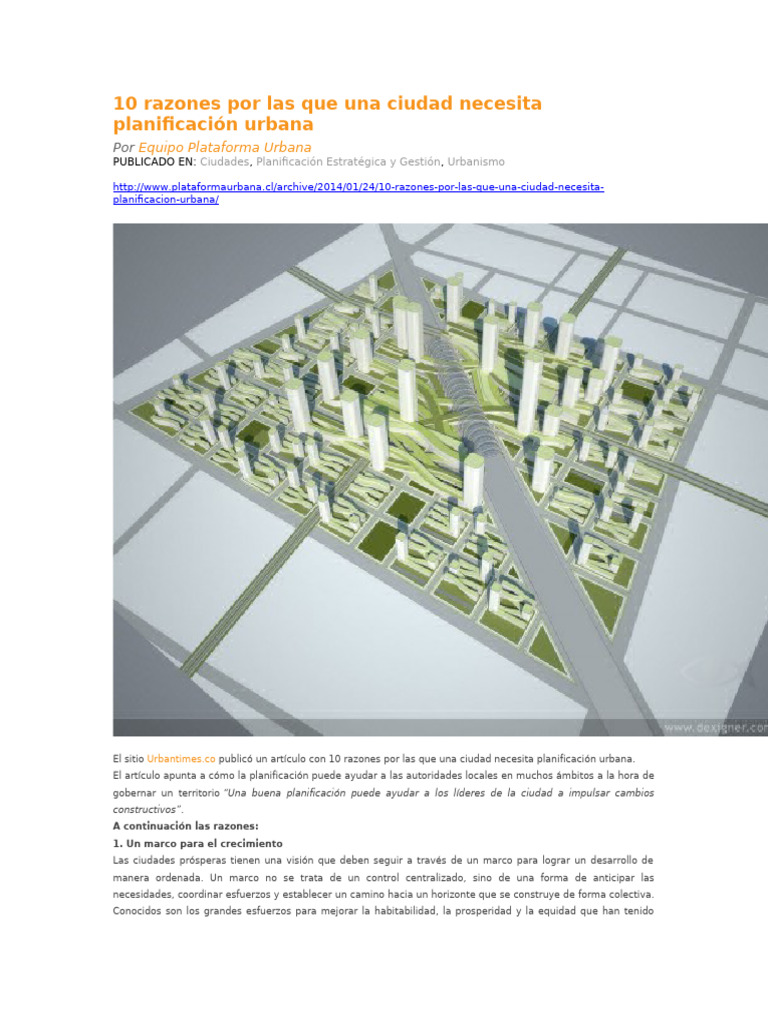 10 Razones Por Las Que Una Ciudad Necesita Planificación Urbana | PDF ...