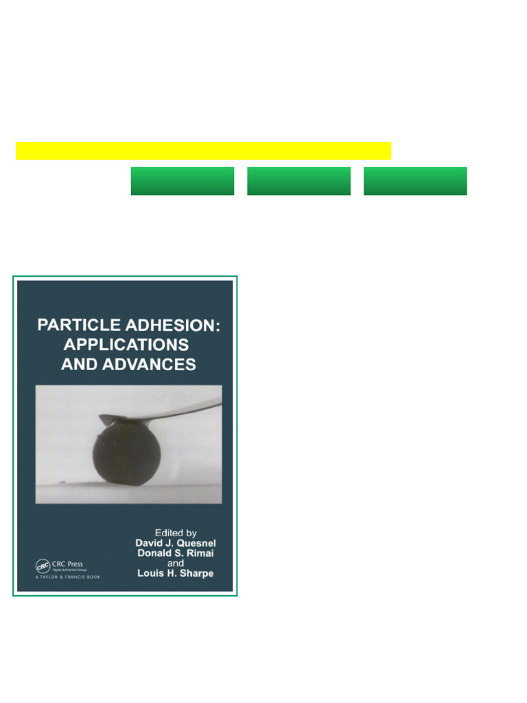 Particle Adhesion Applications and Advances 1st Edition David J ...