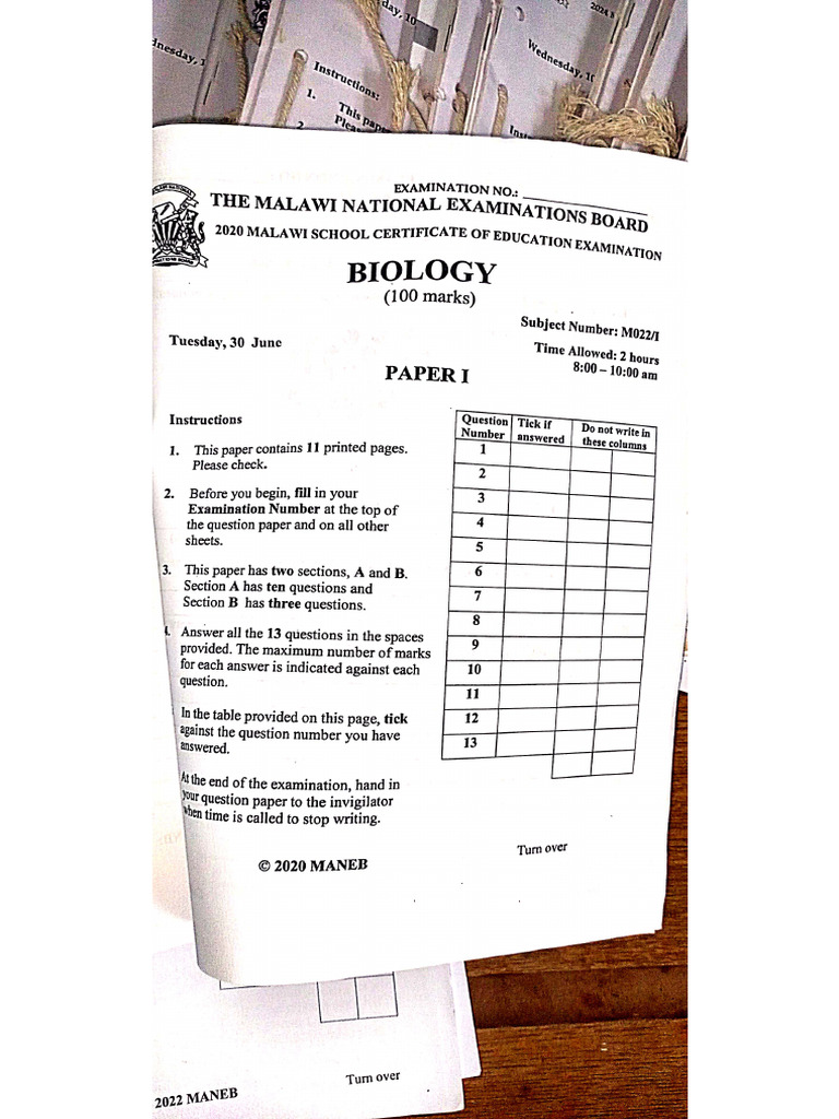 Biology Papers for Msce and Jce | PDF