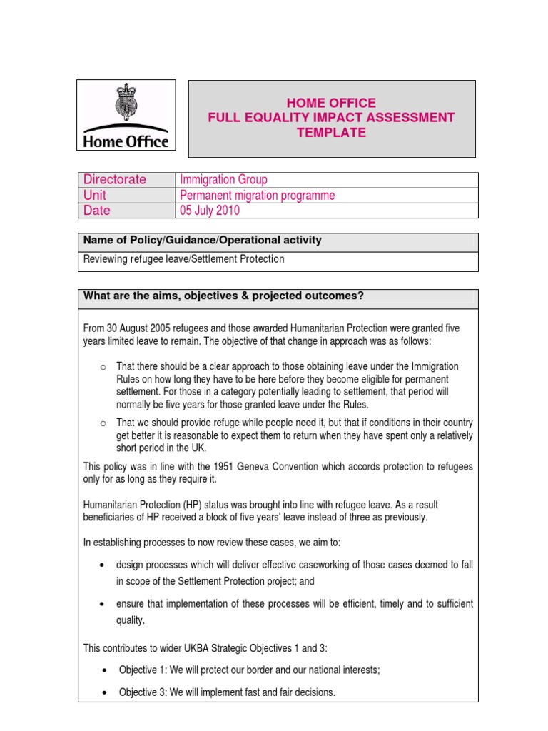Refugee Settlement Protection Review | PDF | Environmental Impact ...