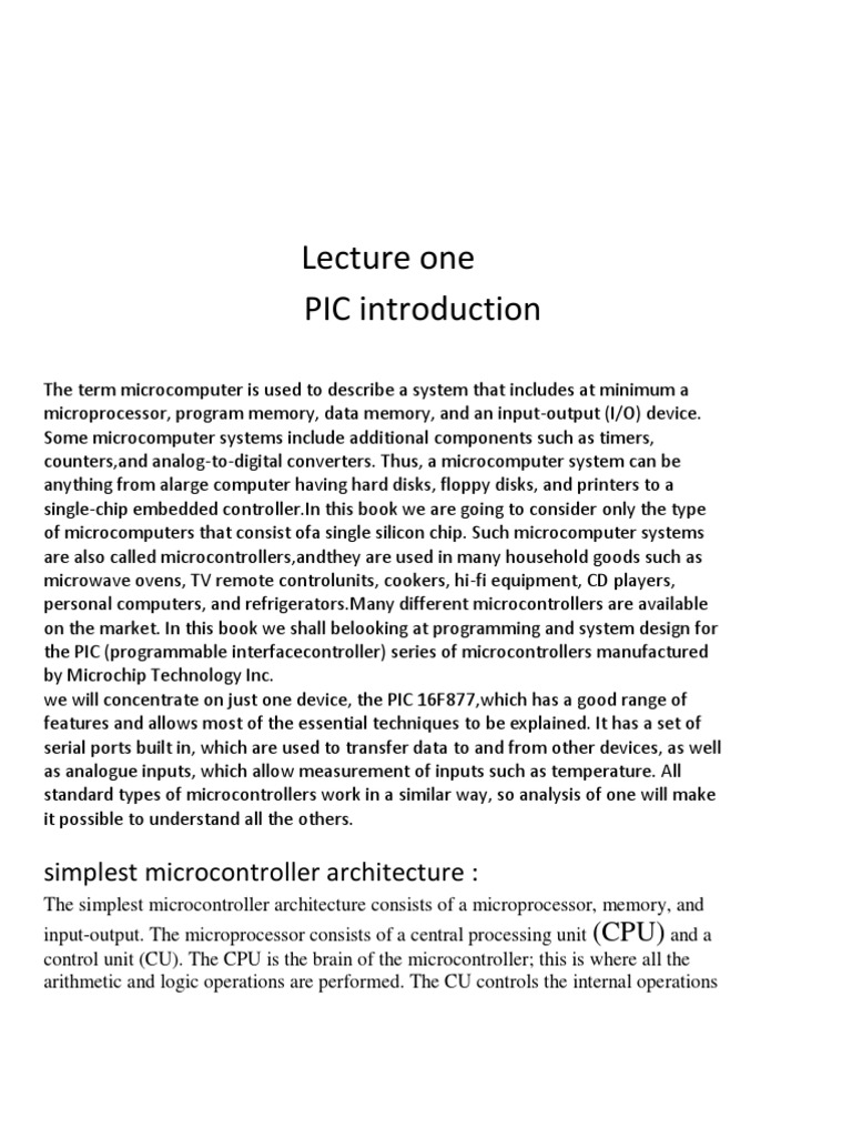Lecture 1 | PDF | Microcontroller | Read Only Memory