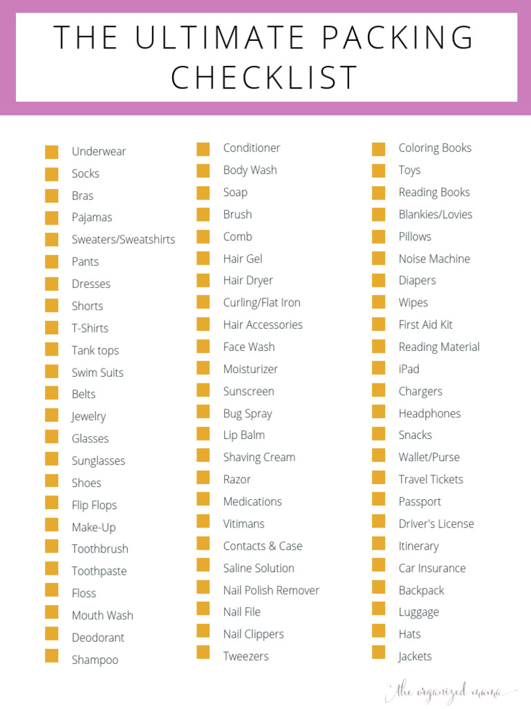 Ultimate Packing Checklist Guide | PDF | Human Appearance | Fashion