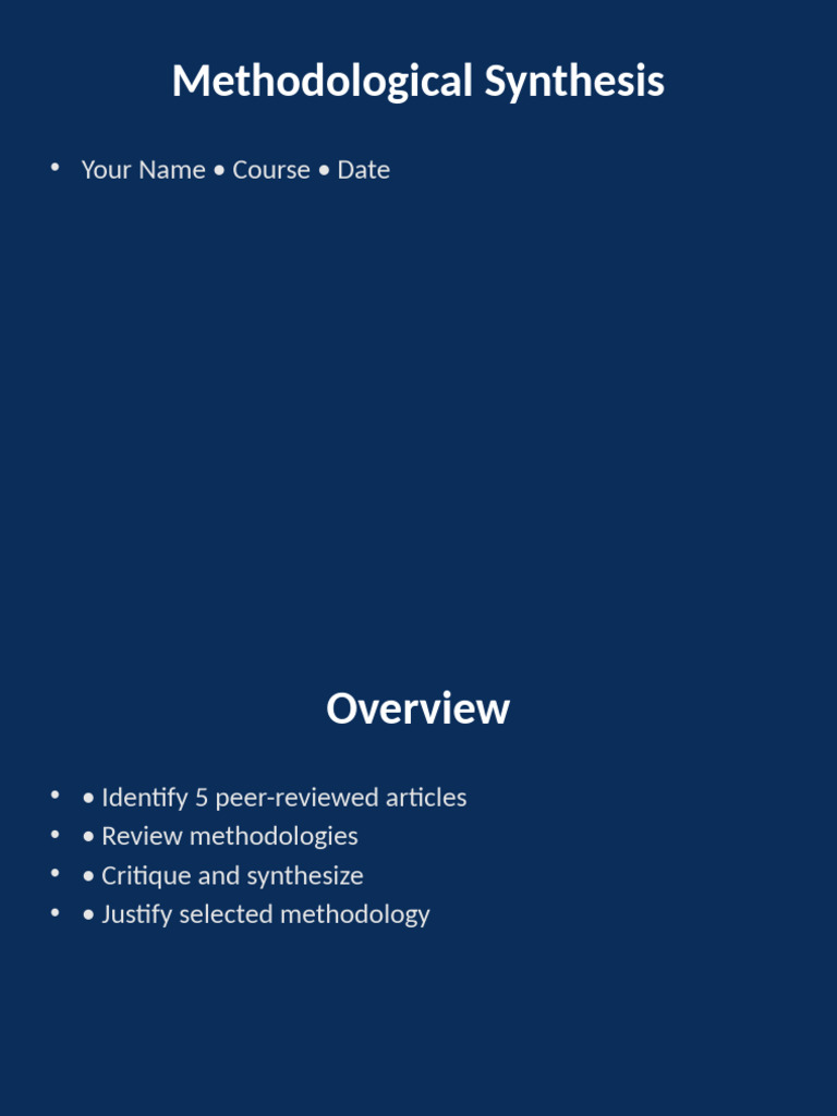 Methodological Synthesis Pretty | PDF | Methodology | Randomized ...