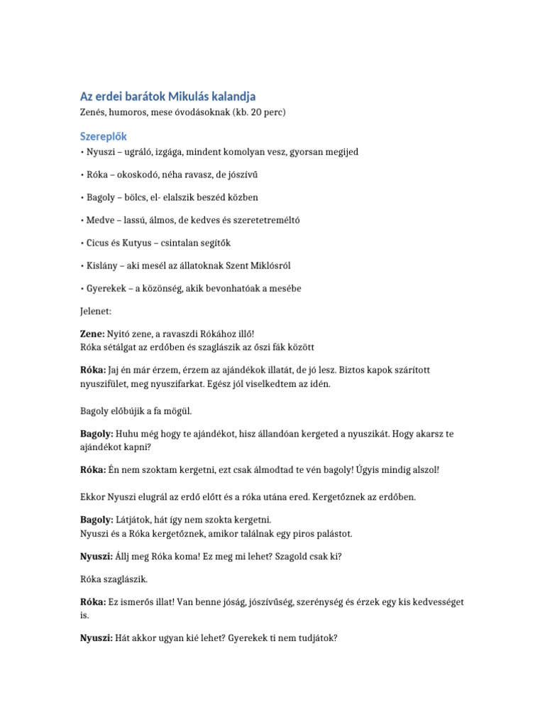 Az-erdei-barátok-kalandja-Mikulás-mese-1 (1) | PDF