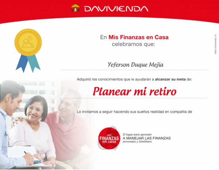 Certificado Meta Planear El Retiro | PDF