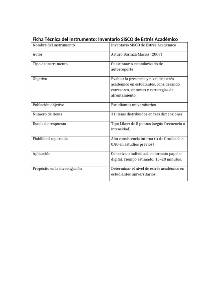 Ficha Tecnica SISCO | PDF
