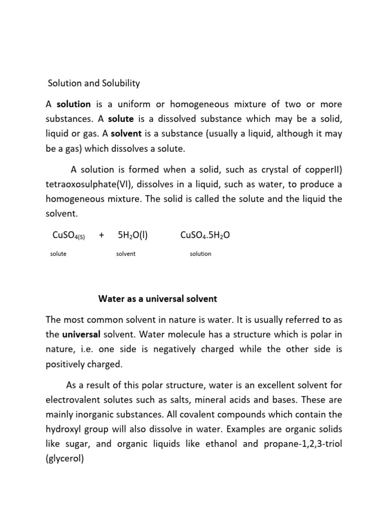 Understanding Solutions and Solubility | PDF | Solubility | Solvation