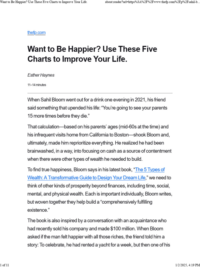 Want To Be Happier - Use These Five Charts To Improve Your Life. | PDF ...