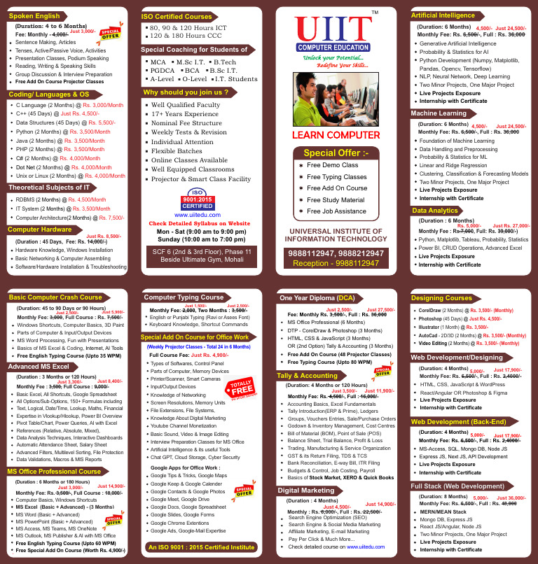 UIIT New Courses 2025 | PDF | Microsoft Excel | Microsoft Access