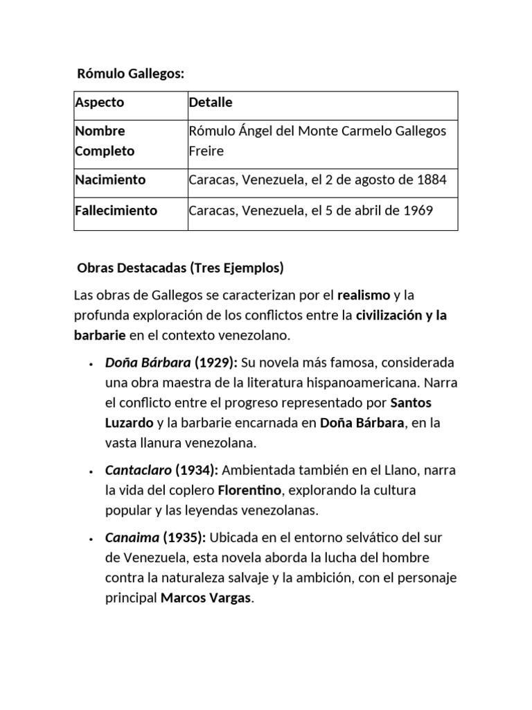 Rómulo Gallegos | PDF