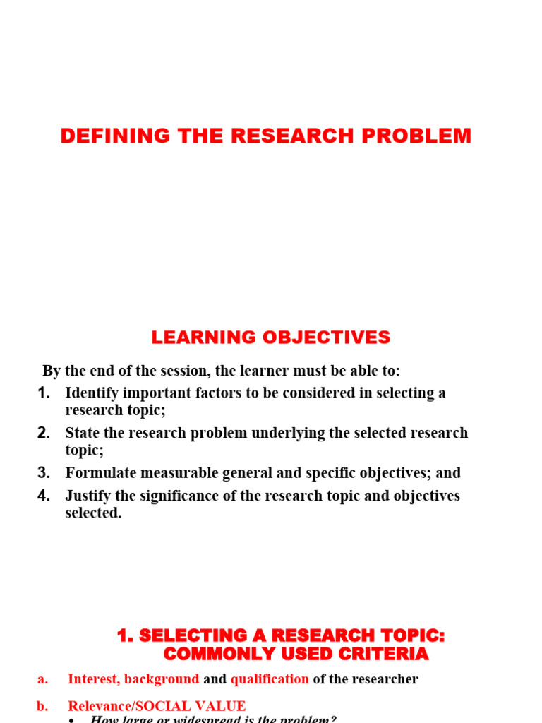 Selecting and Justifying Research Topics | PDF | Methodology