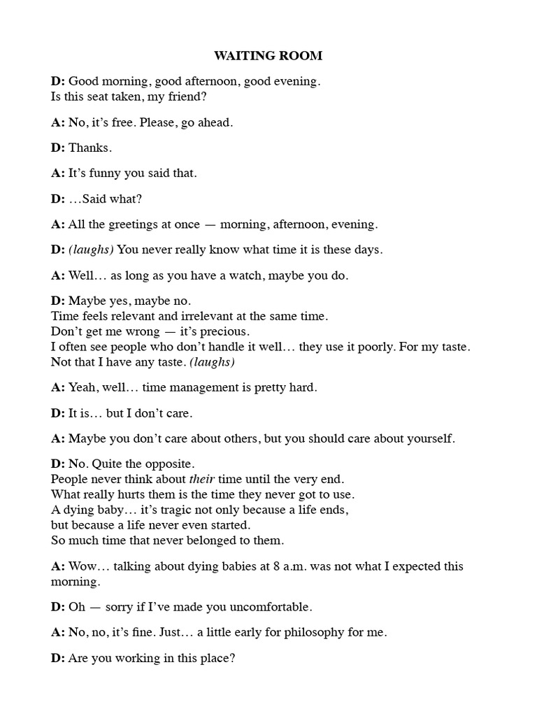 First Draft of Waiting Room | PDF
