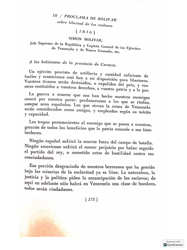 Proclama de Bolivar | PDF