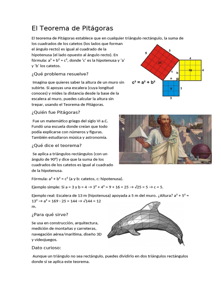El Teorema de Pitágoras | PDF
