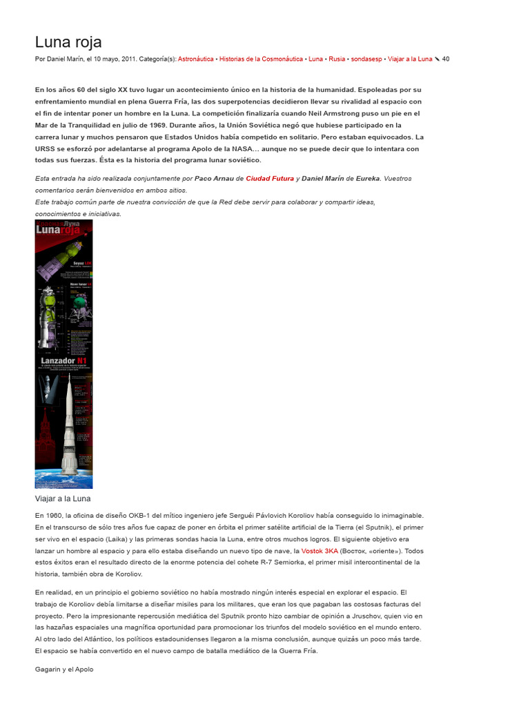 Marin Daniel - Luna Roja - Eureka | PDF | Soyuz (nave espacial) | Apolo ...