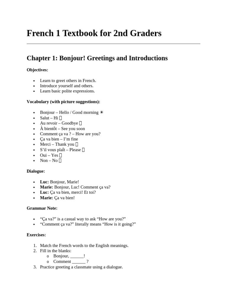 French 1 Lesson Plan For 2nd Graders | PDF | Verb | Grammar