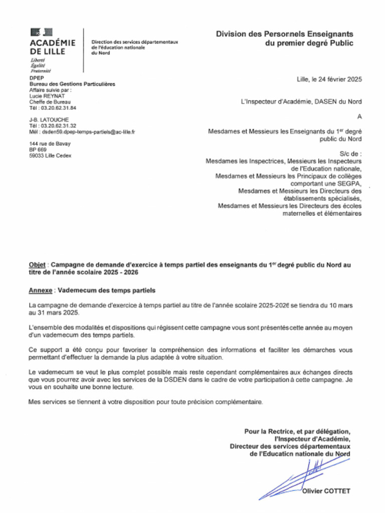 Courrier Campagne TP 2025-2026 | PDF