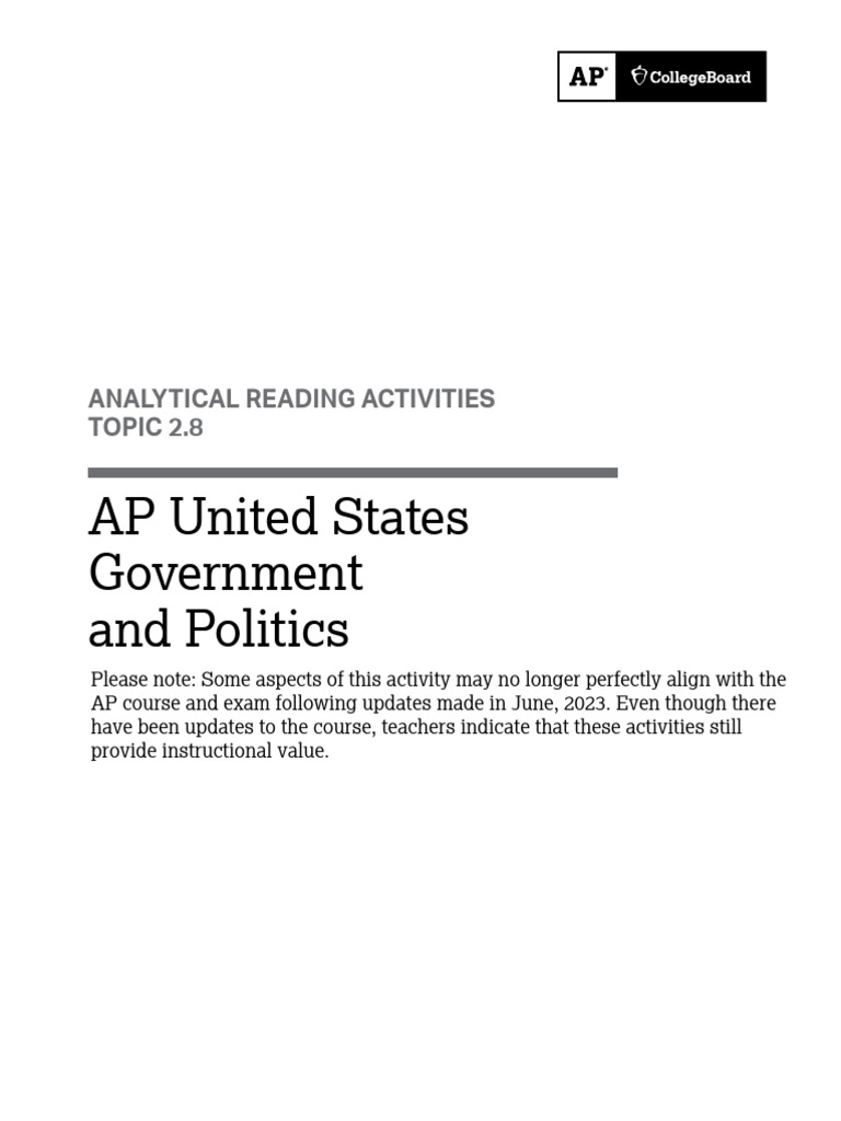 AP U.S. Government: Judicial Branch Analysis | PDF | Separation Of ...