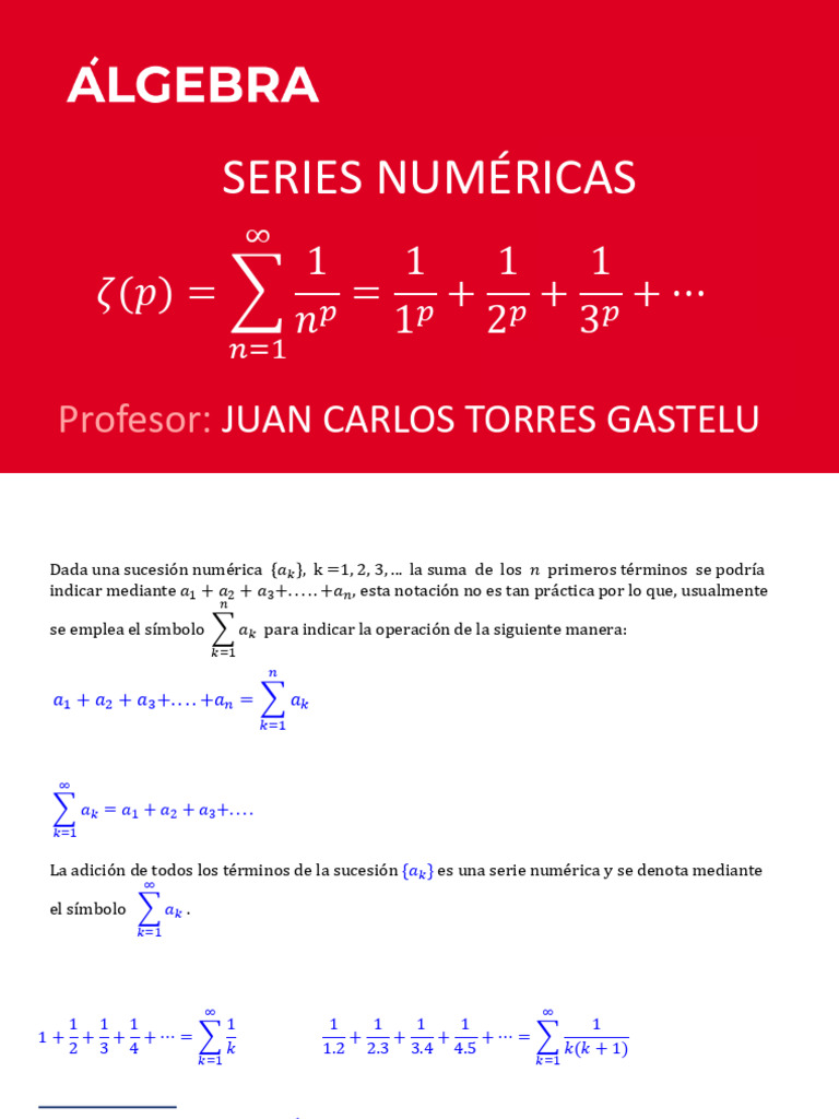 Introducción a Series Numéricas y Convergencia | PDF | Series ...