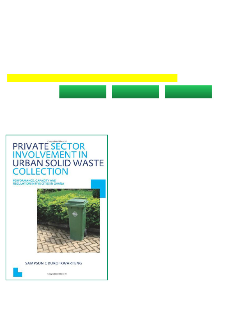 Private Sector Involvement in Urban Solid Waste Collection Unesco Ihe ...