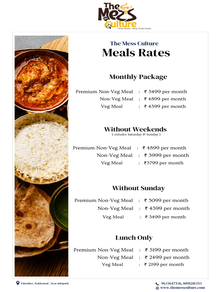 Meal Rate.pdf 2 | PDF | Meal | Lunch