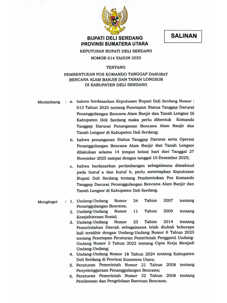 SK Pembentukan Pos Komando Tanggap Darur | PDF