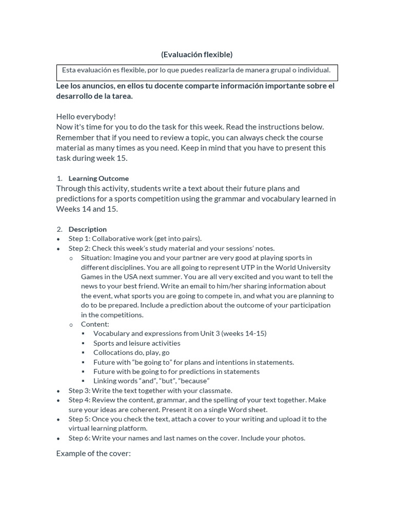 Week 15 - Instructions, Task - World University Games | PDF ...