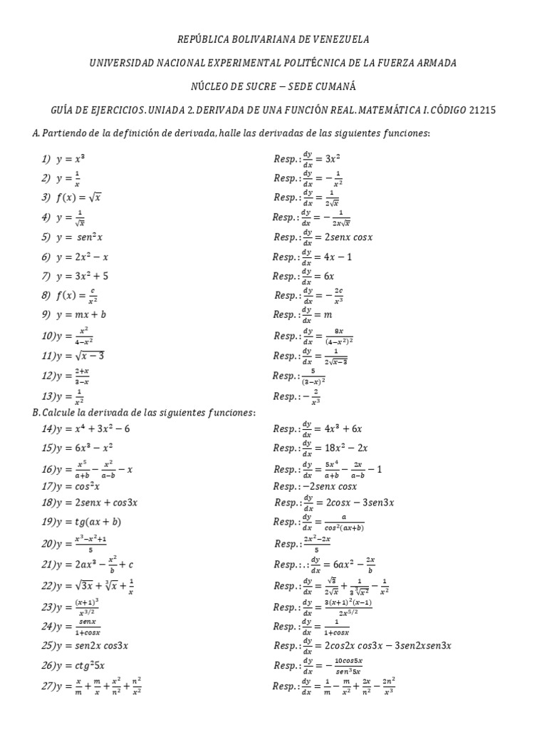 Guía de ejercicios.Mat 1.Unidad 2. | PDF