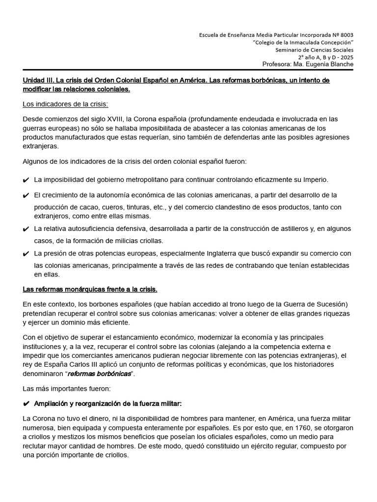 Apunte La Crisis Del Orden Colonial en Am-Rica PDF | PDF | España ...