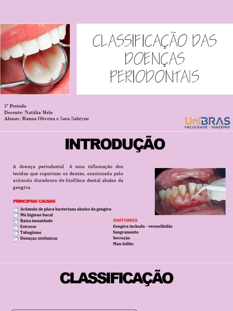 Classificação e Causas da Doença Periodontal | PDF | Especialidades ...