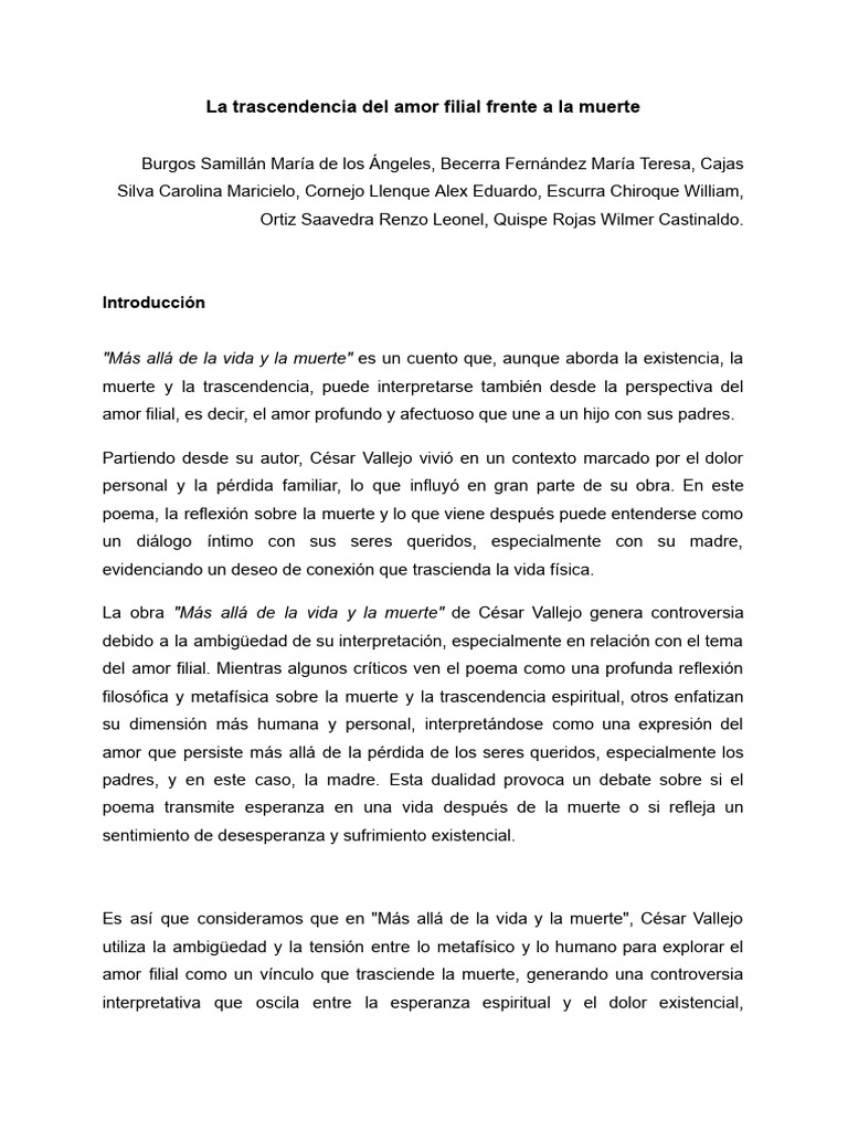 Amor filial y trascendencia en Vallejo | PDF | Amor | Moralidad