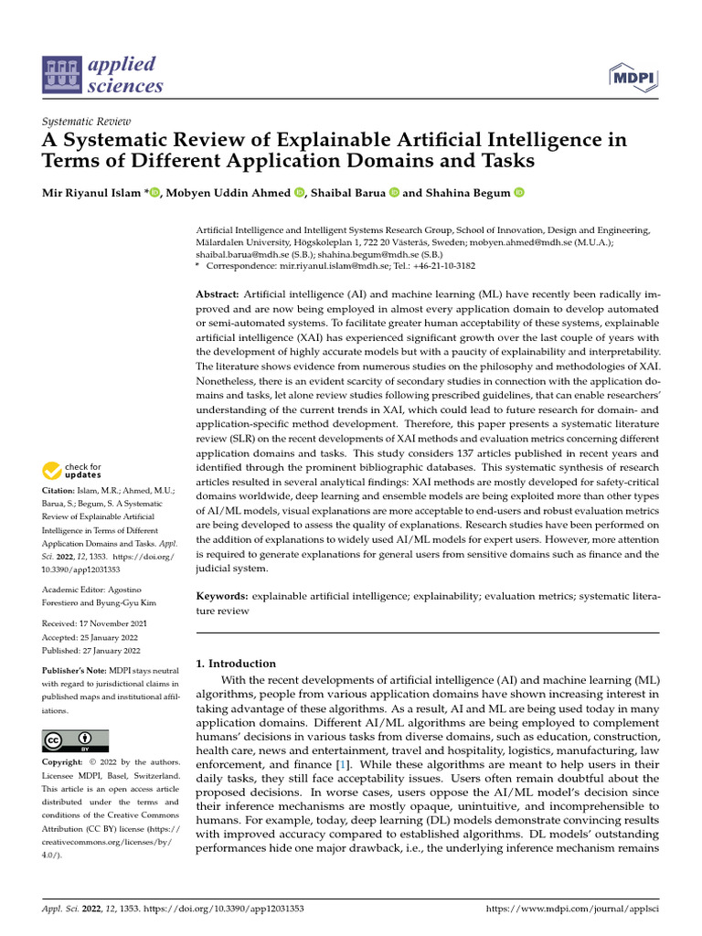 Systematic Review of Explainable AI | PDF | Artificial Intelligence | Intelligence (AI) & Semantics