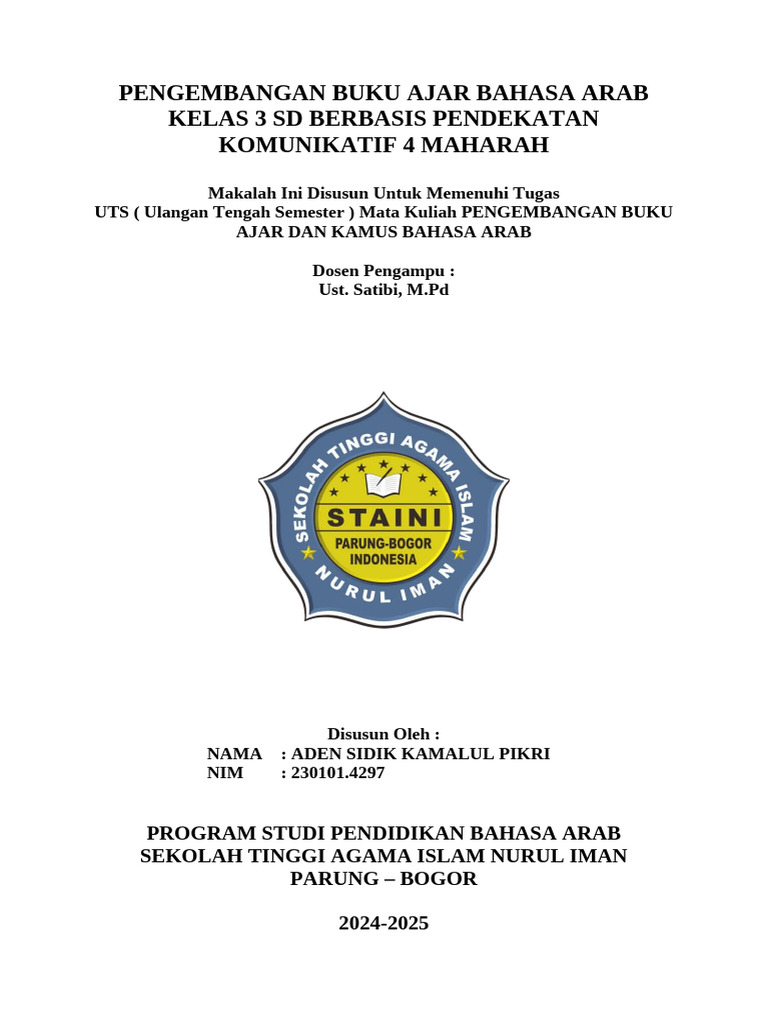 Aden Sidik Kamalul Pikri_PBA IV_Pengembangan Buku Ajar Dan Kamus Bahasa ...